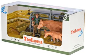 Zoolandia Hnědá kráva s telátkem a doplňky, Sedlák s křovinořezem