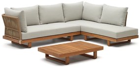 Zahradní lounge set z masivu akácie pro 5 v krémovo-přírodní barvě Raco – Kave Home