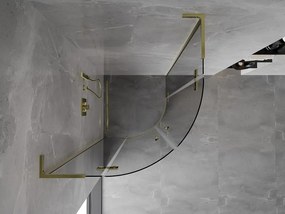 Mexen Mist L, čtvrtkruhový sprchový kout s 2-křídlými dveřmi, 100 x 100 cm, čiré sklo, zlatý lesklý profil, 8A33L-100-100-50-00