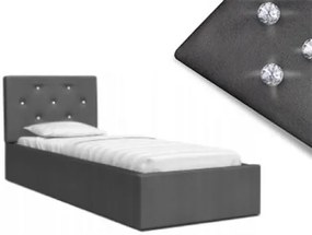 Luxusní manželská postel CRYSTAL grafit 90x200 s kovovým roštem