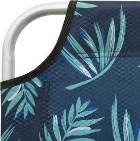 Skládací zahradní lehátko ocel a textil potisk se vzorem listů 310331