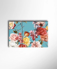 Malvis ® Obraz Jarní květiny na modrém podkladu ROZMĚR (šířka x výška): čtyřdílný čtverec 80x80 cm