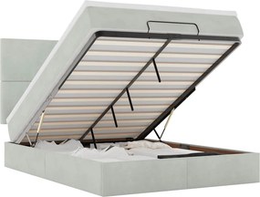 Osmanský rám postele s matracemi světle šedá 140x190cm samet 3314246