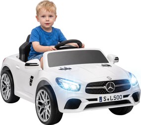 AIYAPLAY elektrické auto pro děti Mercedes-Benz SL500 12V s dálkovým ovládáním 2,4G, 2 motory, odpružení, jemný start, bílé