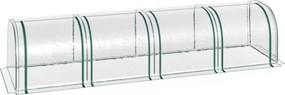 Skleník Outsunny se dveřmi, zimní ocelová konstrukce, skleník na balkon, zahradu, dům na rajčata 395x100x80cm, průhledný skleník na rajčata, zeleninu,