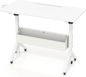Costway Stůl k stání, výškově nastavitelný 70-117 cm, na kolečkách s látkovým