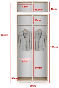 Eka Předsíňová stěna s čalouněnými panely Trinity 33 - Dub Artisan s černou / Okrová 2325