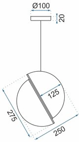 Toolight, závěsná stropní lampa akrylová koule 1xE27 APP481-1CP, bílá-zlatá, OSW-00598