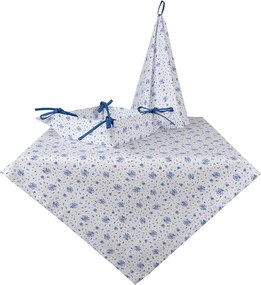 Bavlněný košík s modrými růžičkami Blue Rose Blooming - 35*35*8 cm