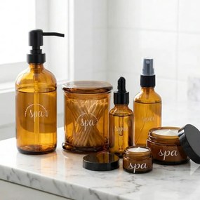 Orion Skleněná hnědá dóza na vatové tyčinky SPA, 330ml