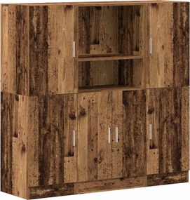 Sada 3 kusů kuchyňských skříněk old wood kompozitní dřevo 3324158