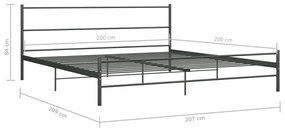 vidaXL Marketos Rám postele šedý kov 200 x 200 cm