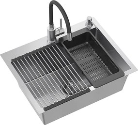Kuchyňský nerezový dřez QUADRON LUKE 110 s ohebnou baterií a příslušenstvím 58x45x20 cm