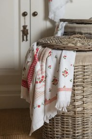 Kuchyňský froté ručník s růží a proužkem - 40*66 cm