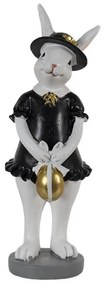 Dekorace králičí slečna v černých šatech s vajíčkem- 7*7*20 cm
