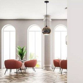 LED Solution Skleněný stříbrný lustr pro žárovku E27 Ø250mm 40131
