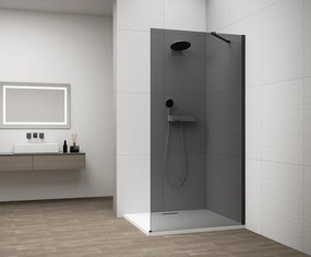 Polysan ESCA BLACK MATT sprchová zástěna 80 x 210 cm jednodílná k instalaci ke stěně černá sklo kouřové ES1280-02