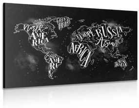 Obraz trendová černobílá mapa světa - 120x80 cm