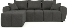 Rozkládací oboustranná sedací souprava do L SEVIO 246x145 cm, tmavě šedá + 2 polštářky ZDARMA