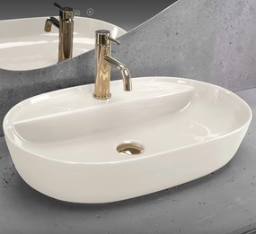 Rea Aura, umyvadlo na desku 610x410x130, ecru lesklá, REA-U4589