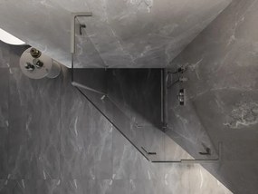 Mexen Lunar, L pravý výklopný pětiúhelníkový sprchový kout 100x100 cm, 8mm čiré sklo, ocelový profil, 831L-100P-100L-97-00-P