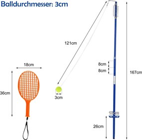 Costway Portable Tetherball Set 3 úrovně výškově nastavitelná sada s míčem