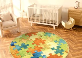 Koberec Puzzle vícebarevný kruh