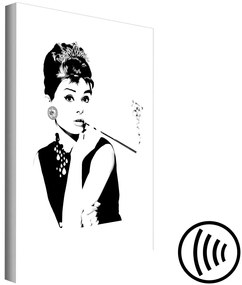 Obraz Postava Audrey (1-dílný) - černobílý portrét ženy z filmu