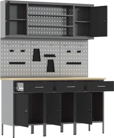 Pracovní skříň se zásuvkou 7 ks Černá Inženýrské dřevo a ocel 3321430
