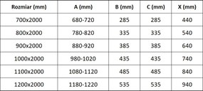 Mexen Exo, dvojité křídlové sprchové dveře 90x200 cm, 6mm čiré sklo, černý profil, 8182-090-000-70-00
