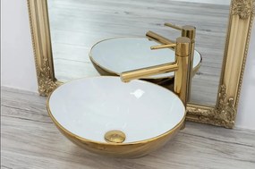 SATUR gold+white Umyvadlo na desku - lesk