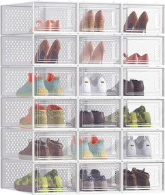 Organizér na boty MARI, 18 boxů, průsvitná/bílá SongmicsHome