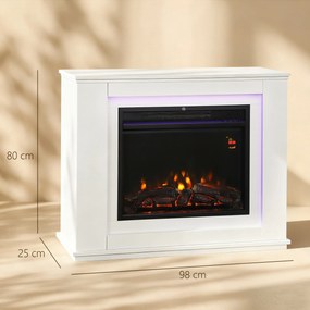 HOMCOM Elektrický krb, realistické plameny se 12 barvami, 5 stupňů jasnosti, dálkové ovládání, časovač, černá