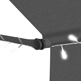 Ručně zatahovací markýza s LED světlem 250 cm antracitová 145865