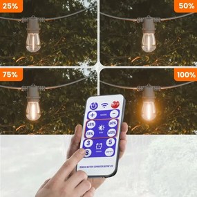 LED Stm solární dekorační řetěz 20xE27/3V USB 2400 mAh 20,62 m IP65 černá + DO