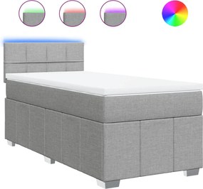 Box spring postel s matrací světle šedá 90x200 cm textil 3289251