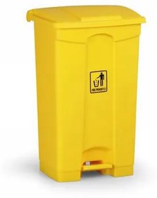 Plastový odpadkový koš Leo, objem 87 l, žlutý