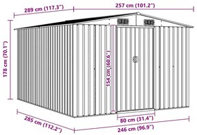 vidaXL Marketos Zahradní domek 257 x 298 x 178 cm kovový antracitový