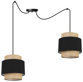 Závěsné svítidlo Boho Spider, 2x jutové/černé textilní stínítko