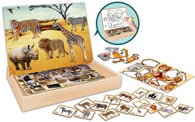 _Ostatní 1_ Puzzle magnetické na desce Safari skládačka s předlohami v krabici 11086