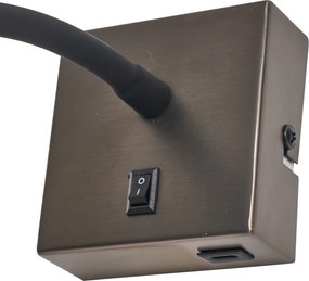 Sada 2 moderních antracitových nástěnných svítidel s USB-C - Gosna