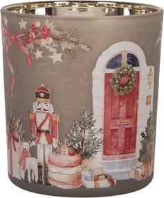 Skleněný svícen na čajovou svíčku Louskáček Nutcracker - Ø 7*8 cm