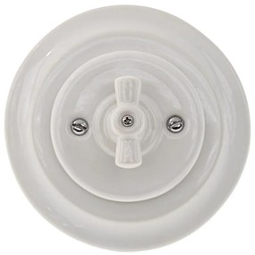 Bohemia-Design - Porcelánový retro vypínač otočný s rámečkem č. 1 bílá 12357543