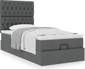 Osmanský rám postele s matrací tmavě šedá 90x190cm textil 3313203