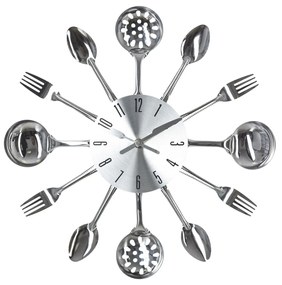 Nástěnné hodiny Cutlery, chromová