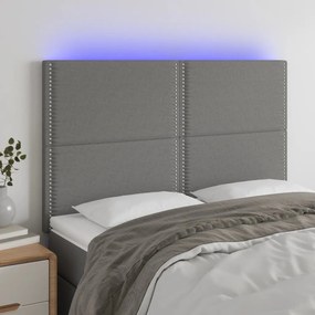 Čelo postele s LED tmavě šedé 144x5x118/128 cm textil 3122283