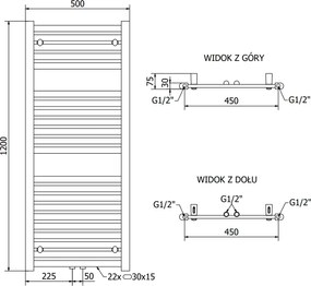 Mexen Hades, elektrické topné těleso 1200 x 500 mm, 600 W, chromová, W104-1200-500-2600-01