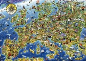 EDUCA Puzzle Šílená mapa Evropy / 500 dílků / od 10 let