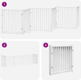 Zábrana pro psy s dvířky skládací 6 panelů bílá 480 cm topol 3155733