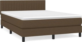 Box spring postel s matrací tmavě hnědá 140x200 cm textil 3140220